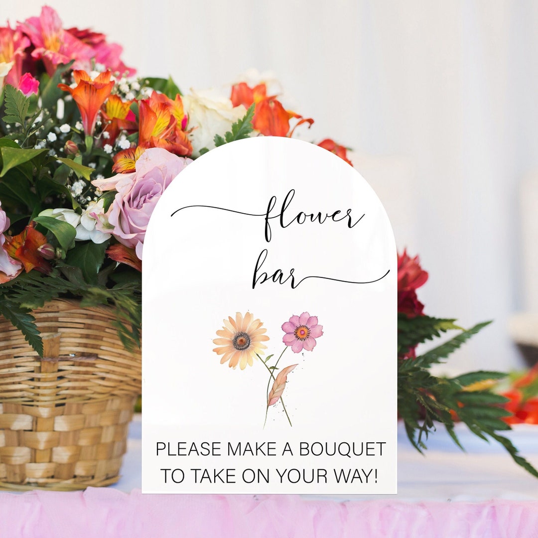 Flower Bar Arch Sign | Acrylic Flower Bar Sign | Flower Bar Sign ...