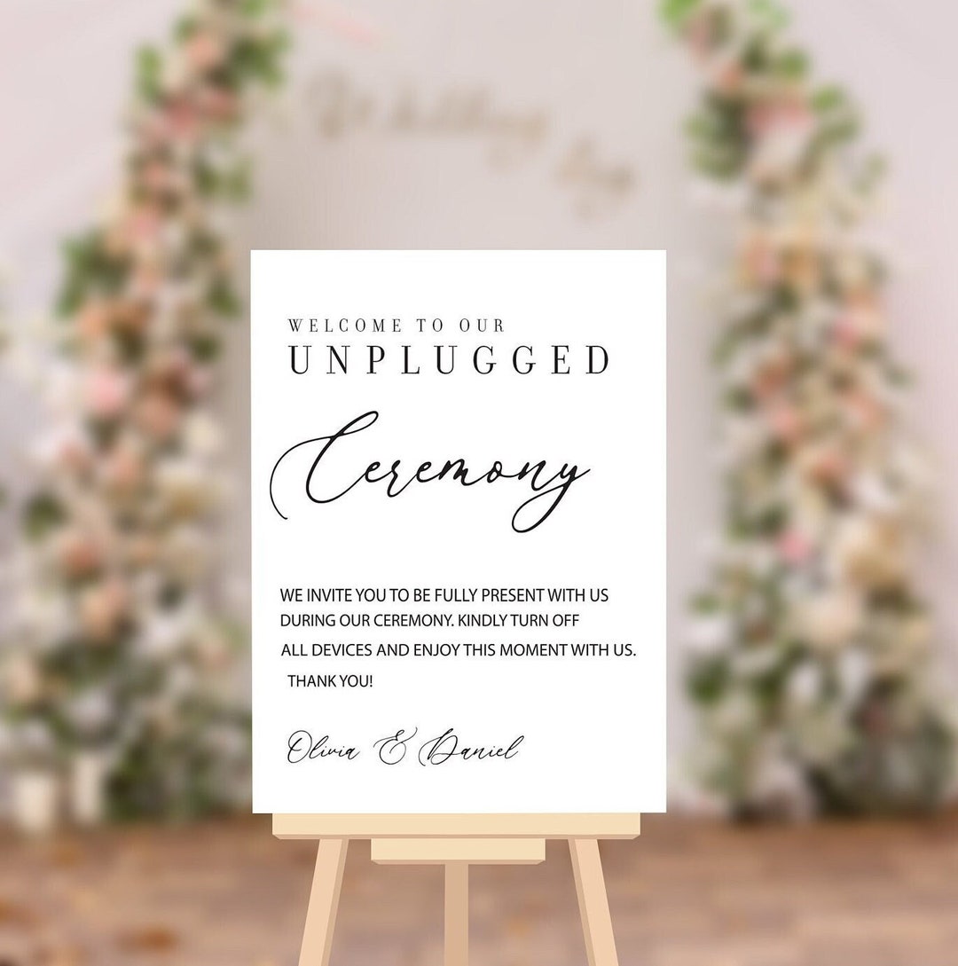 Unplugged Ceremony Sign, Modern Wedding Welcome Sign, Unplugged ...