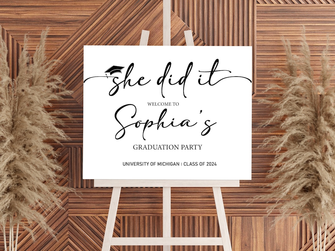 She Did It Graduation Party Welcome Sign, Graduation Party Decorations ...
