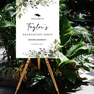 Eucalyptus Graduation Party Welcome Sign, Floral Graduation Welcome ...