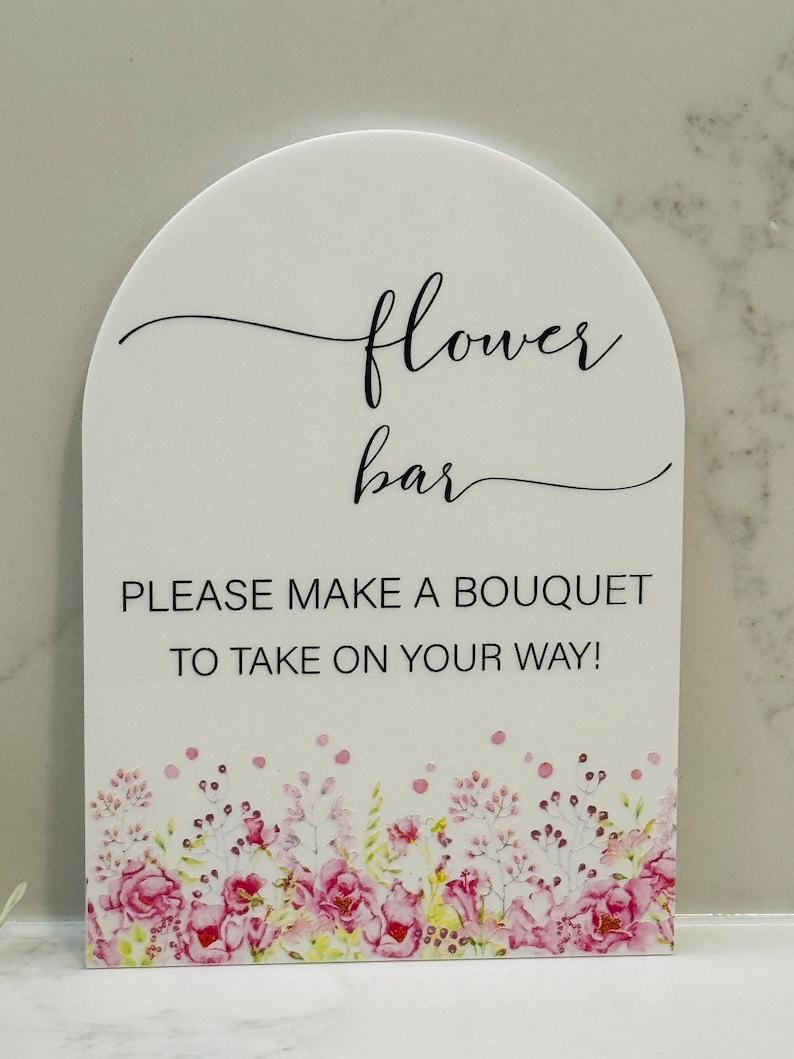 Flower Bar Arch Sign | Acrylic Flower Bar Sign | Flower Bar Sign ...