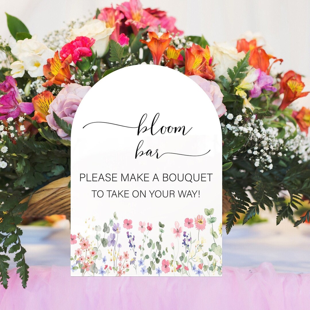 Spring Flowers Bar Arch Sign | Floral Acrylic Bloom Bar Sign | Flower ...