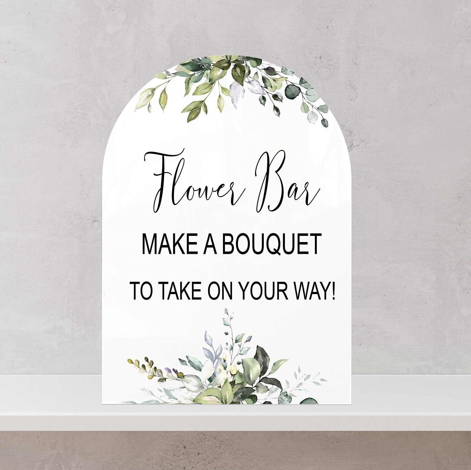 Flower Bar Arch Sign | Acrylic Flower Bar Sign | Green Leaves Flower ...
