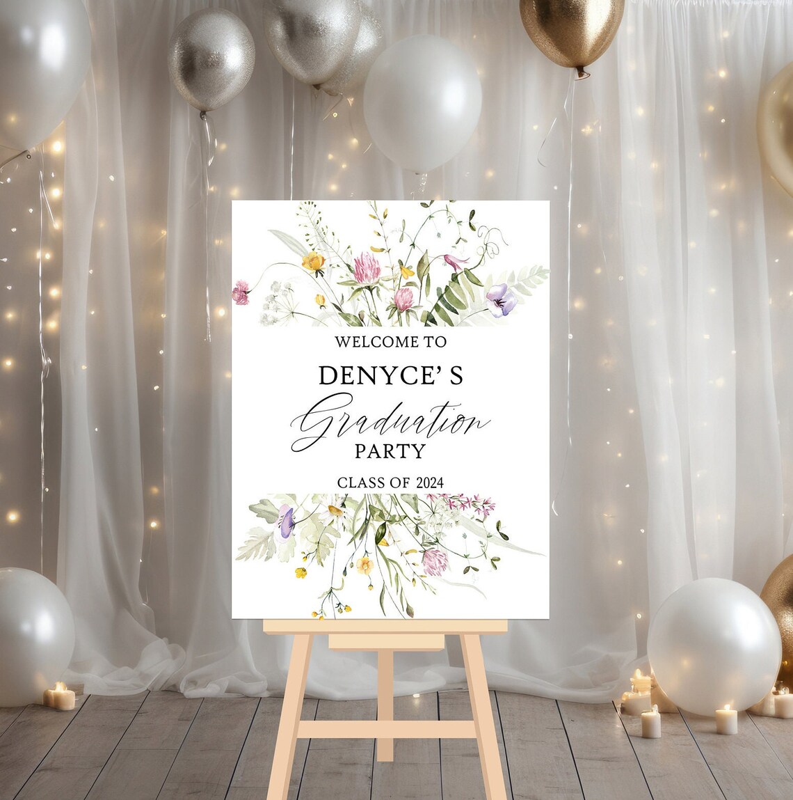 Wild Flowers Graduation Party Welcome Sign, Custom Floral Graduation ...