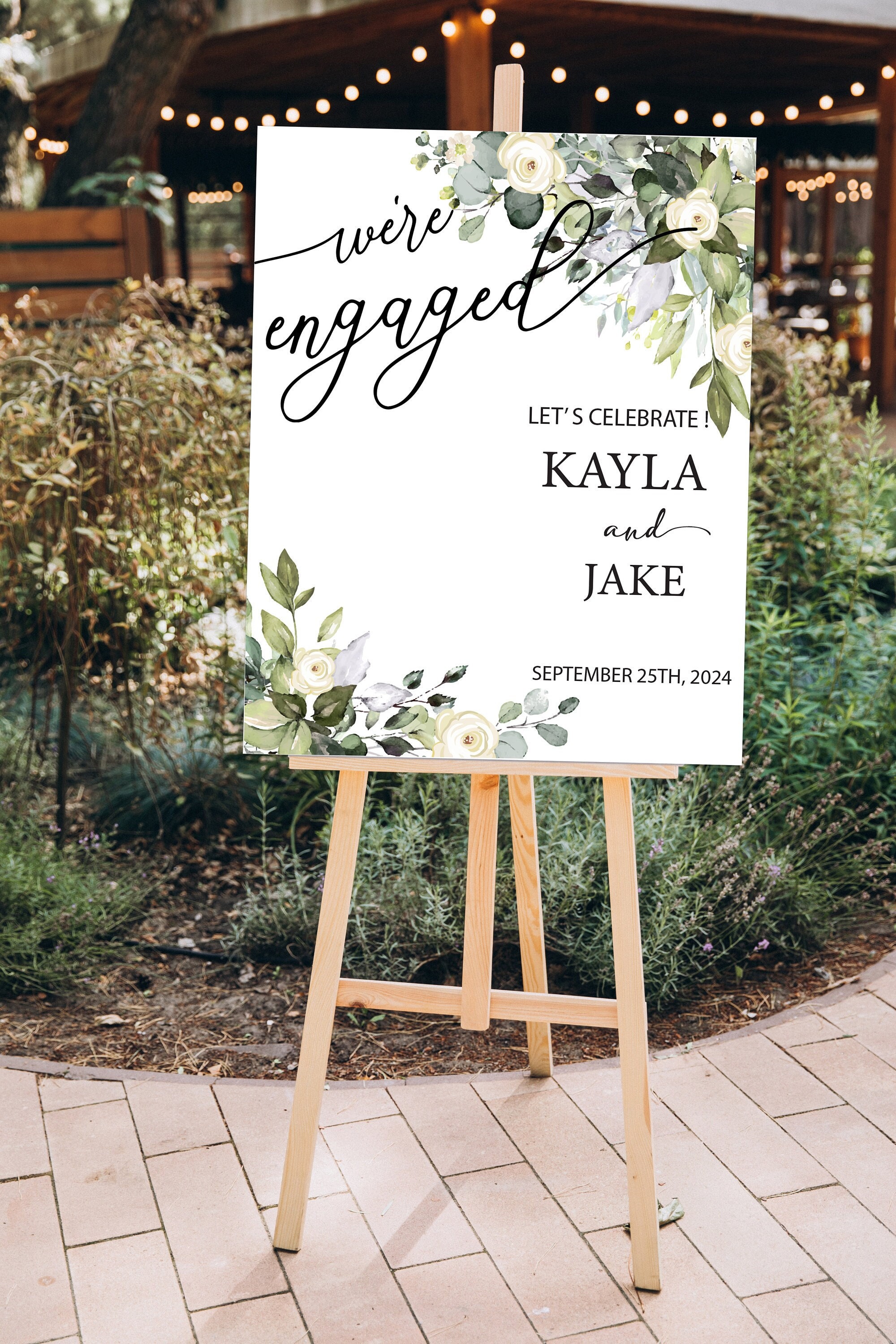 Green Leaves Engagement Party Welcome Sign, Engagement Welcome Sign ...