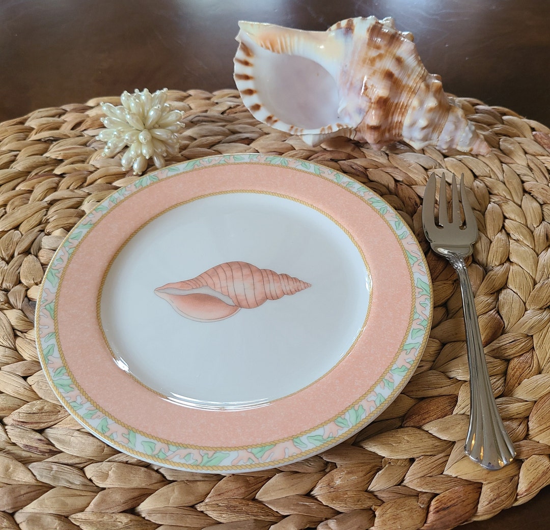 Pair, Vintage Plates, ATLANTIS Pattern, Designer Plates, Seashell ...
