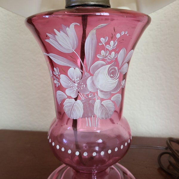 Cranberry Glass Lamp - Etsy