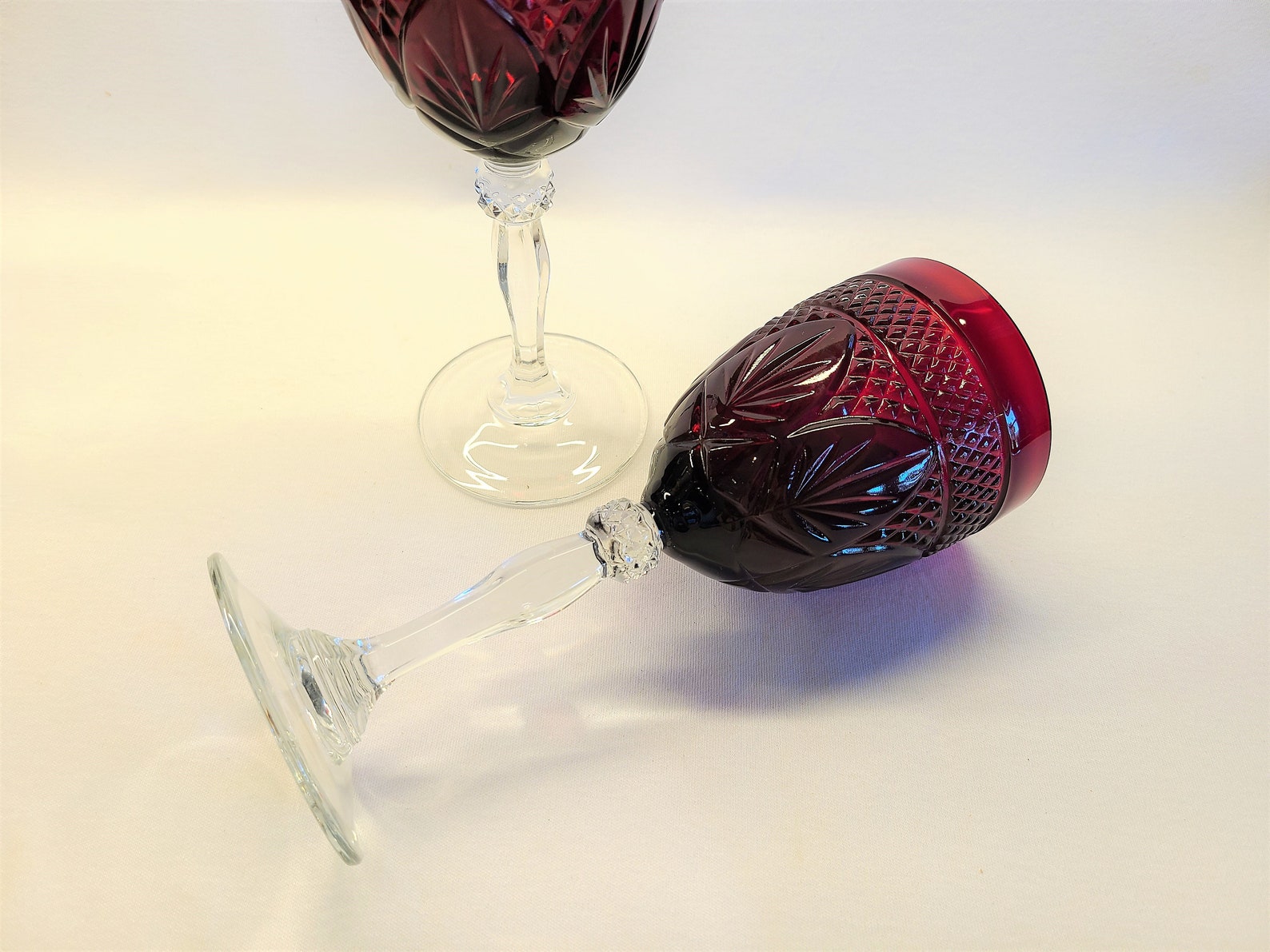 Red Crystal Wine Goblet Cristal D'arques - Etsy