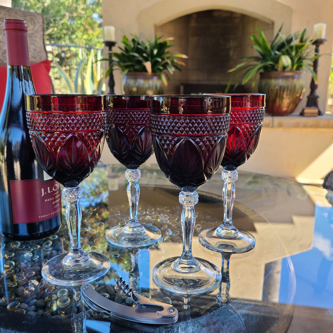 Red Crystal Wine Goblet Cristal D'arques - Etsy