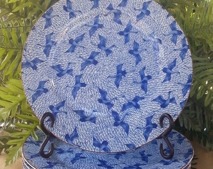 Sale.fitz and Floyd Blue Stork Plates, RARE Blue Stork Dinner Plates ...