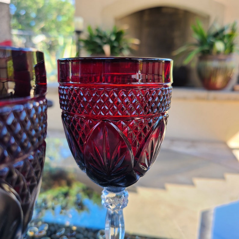 Red Crystal Wine Goblet Cristal D'arques - Etsy