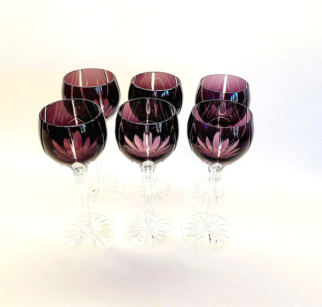 Crystal Glasses Ajka CASTILLE Wine Glass Amethyst Vintage - Etsy