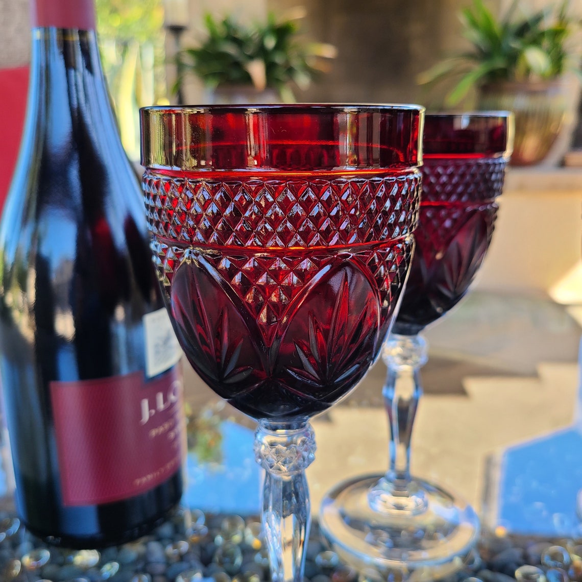 Red Crystal Wine Goblet Cristal D'arques - Etsy