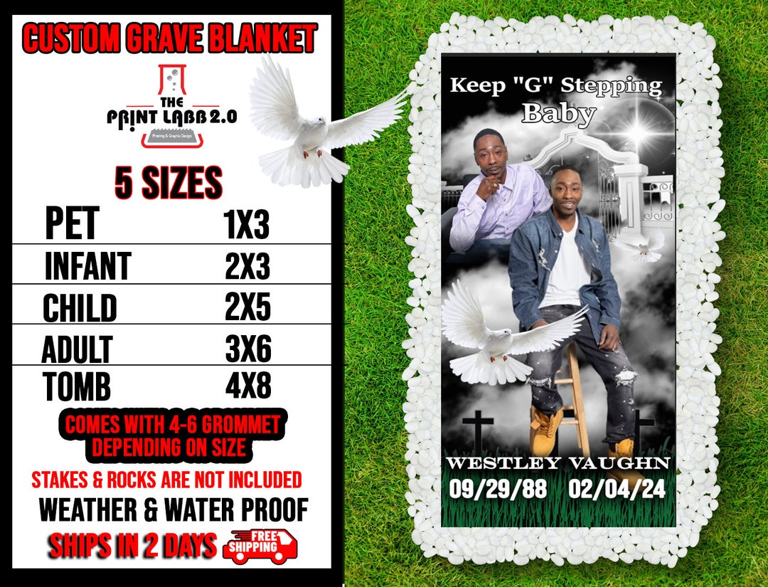 Custom Memorial Grave Blanket | in Loving Memory Grave Blanket | Personalized Memorial Grave ...