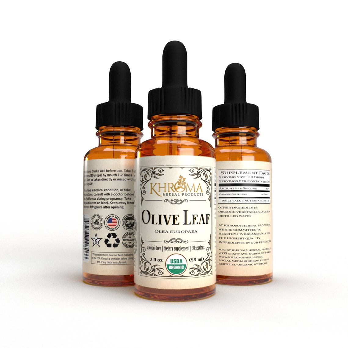 Organic Olive Leaf - 2 OZ Liquid - 30 Servings - Maximum Potency - USDA ...