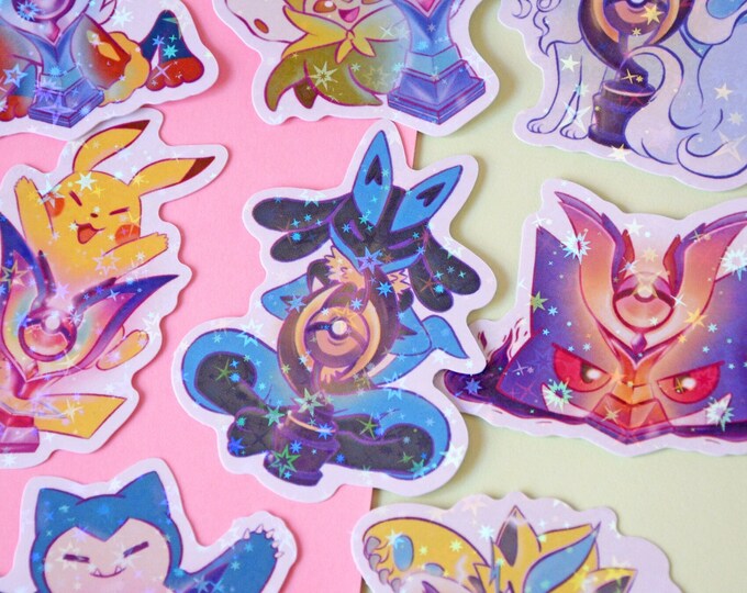 Pokémon Unite Ranked Cups Holographic Vinyl Sticker Pokemon Die Cut ...