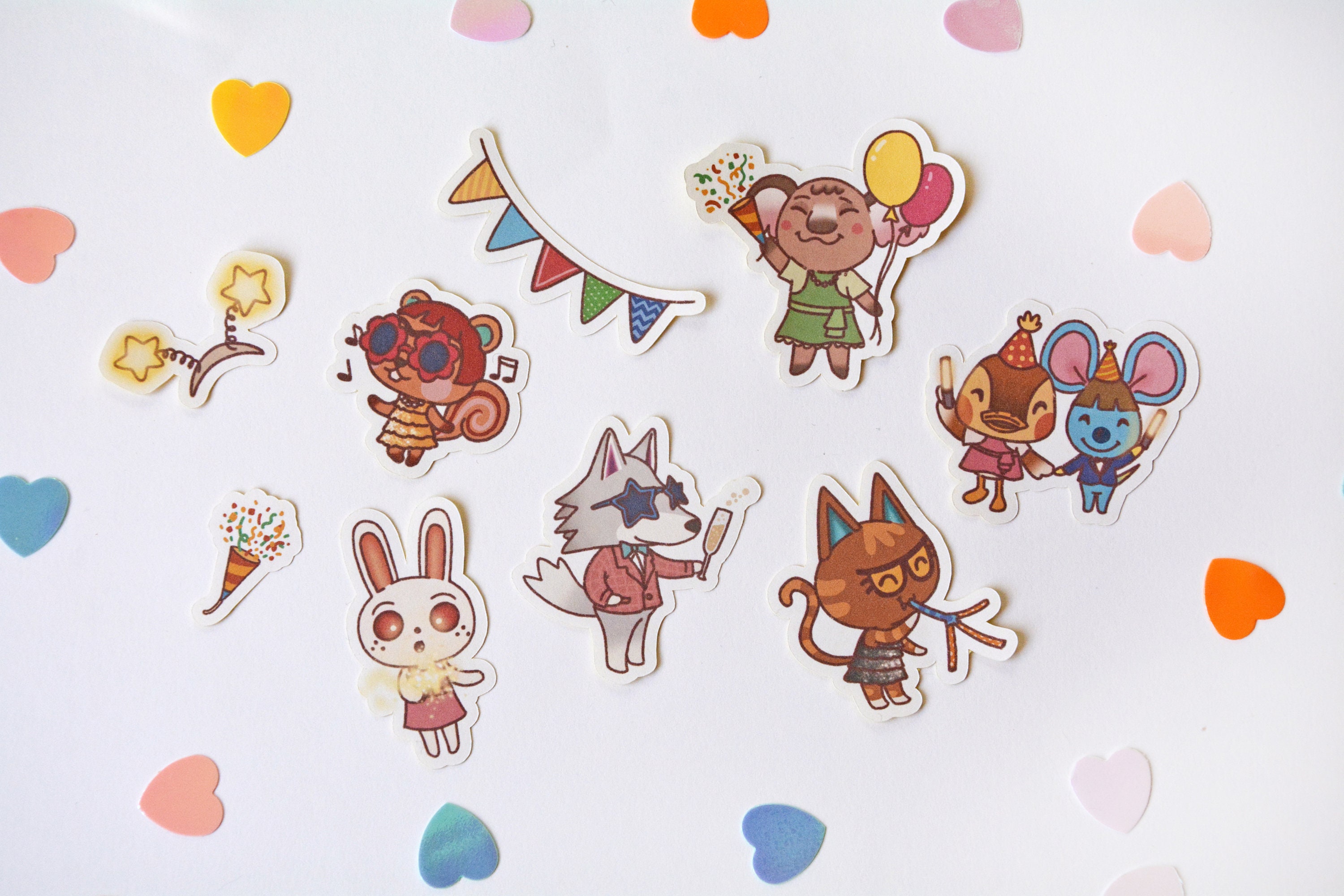 Party Poppers Vinyl Sticker Set Animal Crossing Die Cut - Etsy UK
