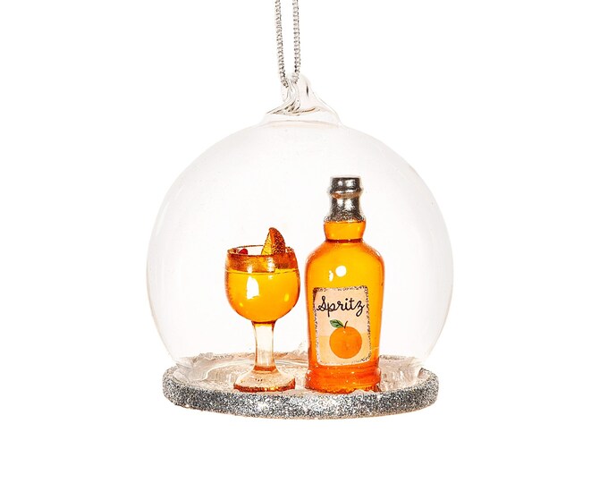 Orange Christmas Spritz Glass Dome Christmas Tree Hanging Bauble ...