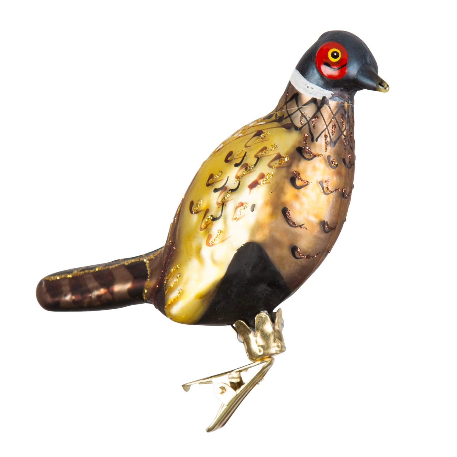 Pheasant Glass Clip on Christmas Tree Decoration - Ornament Winter ...
