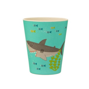 Shelby the Shark Bamboo Tableware Set - Blue Green White Underwater Sea ...