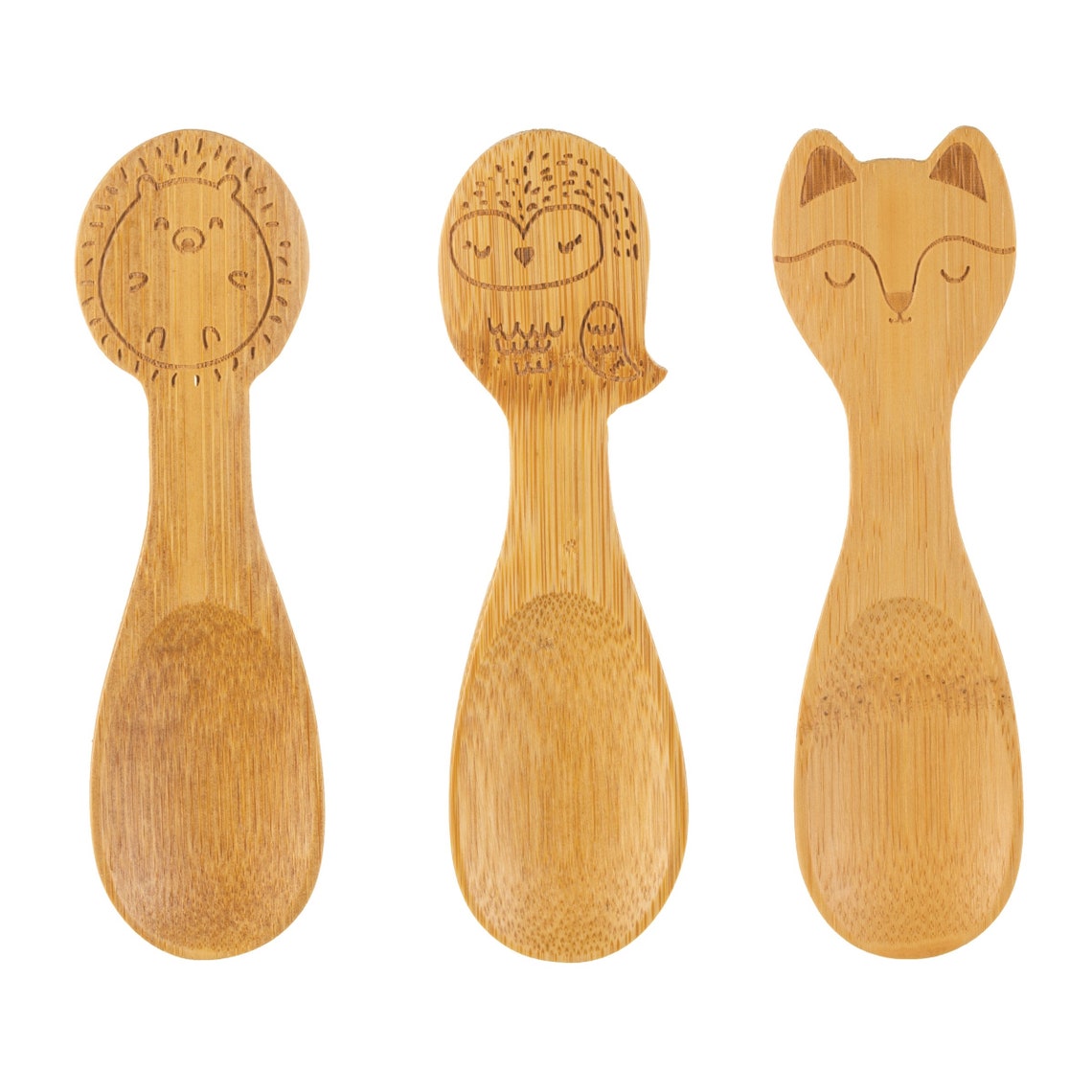 Woodland Baby Animals Bamboo Spoons Set of 3 Children's - Etsy UK