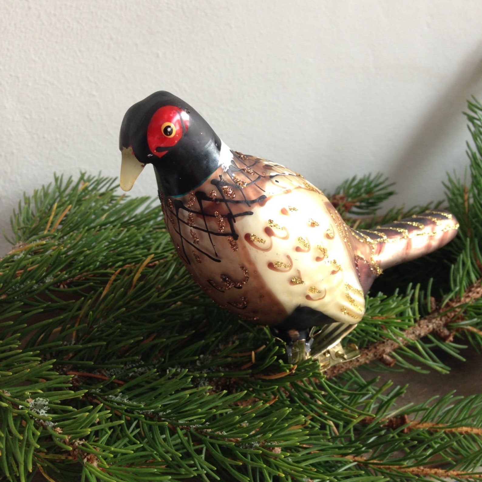 Pheasant Glass Clip on Christmas Tree Decoration - Ornament Winter ...