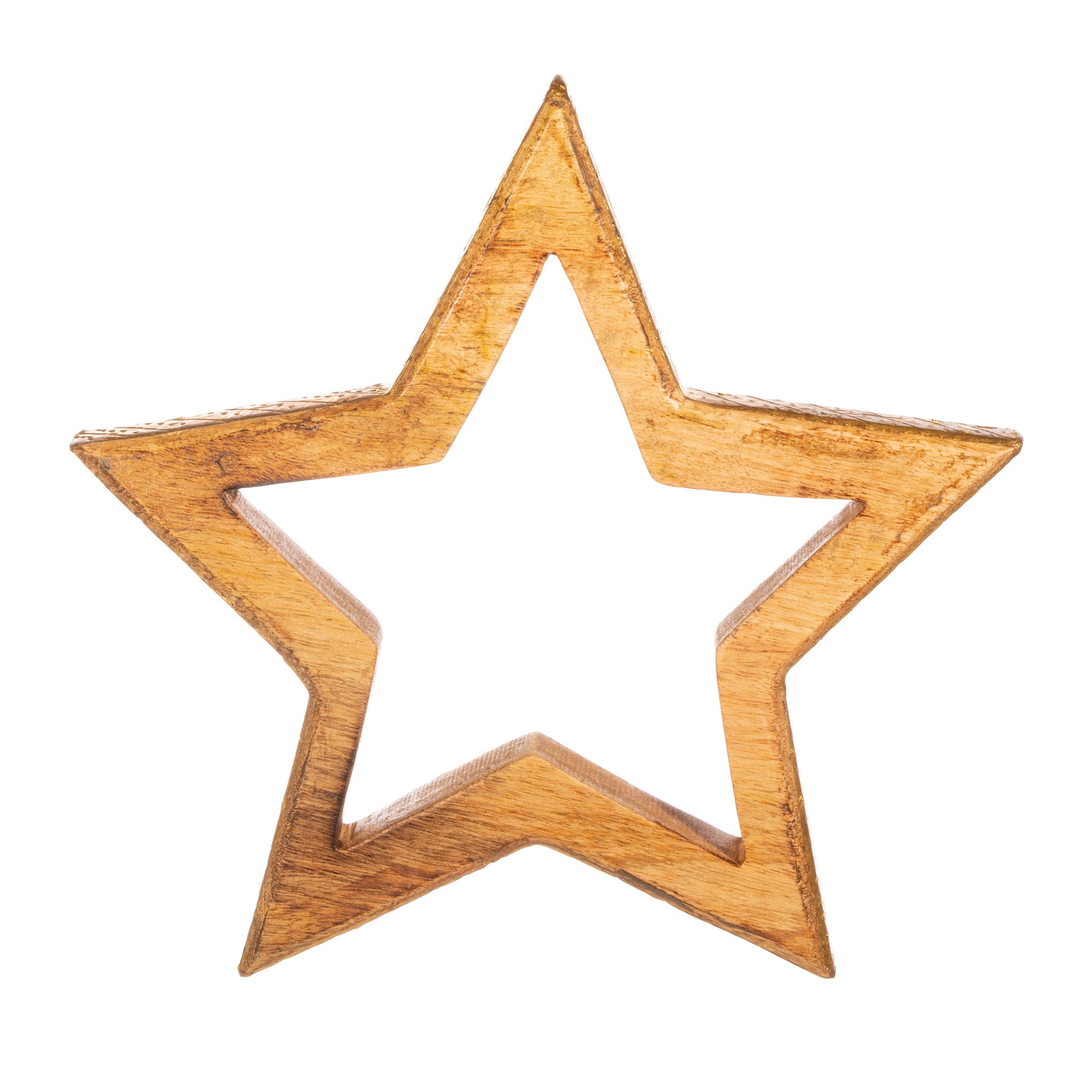Wooden Star With Golden Edge Standing Christmas Decoration - Etsy UK