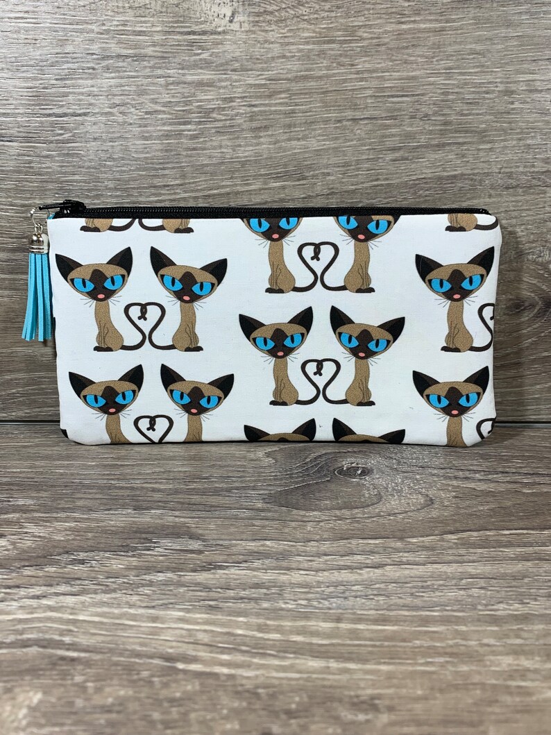 Siamese Cat Zipper Pouch | Cotton Coin Purse With Tassel - Etsy