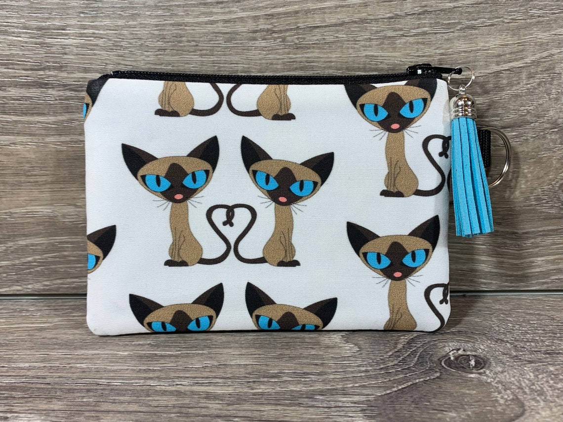 Siamese Cat Zipper Pouch | Cotton Coin Purse With Tassel - Etsy