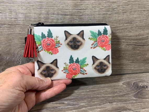 Siamese Cats and Red Roses Small Zipper Pouch Small Wallet | Etsy