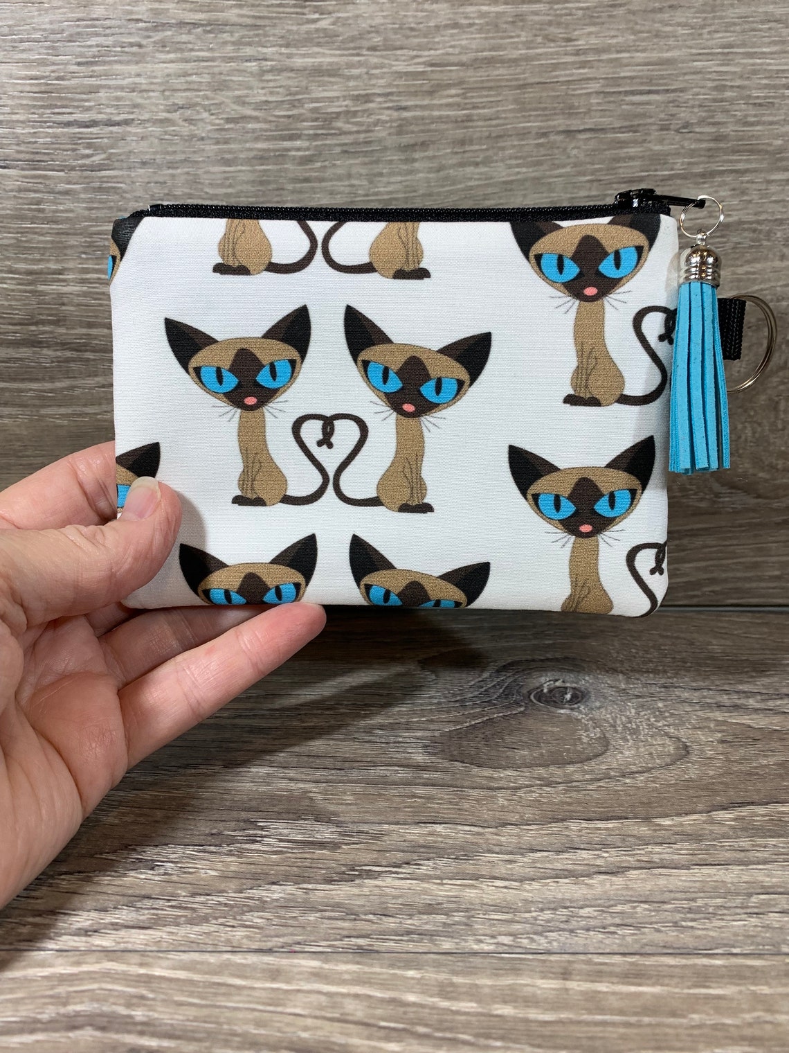 Siamese Cat Zipper Pouch | Cotton Coin Purse With Tassel - Etsy