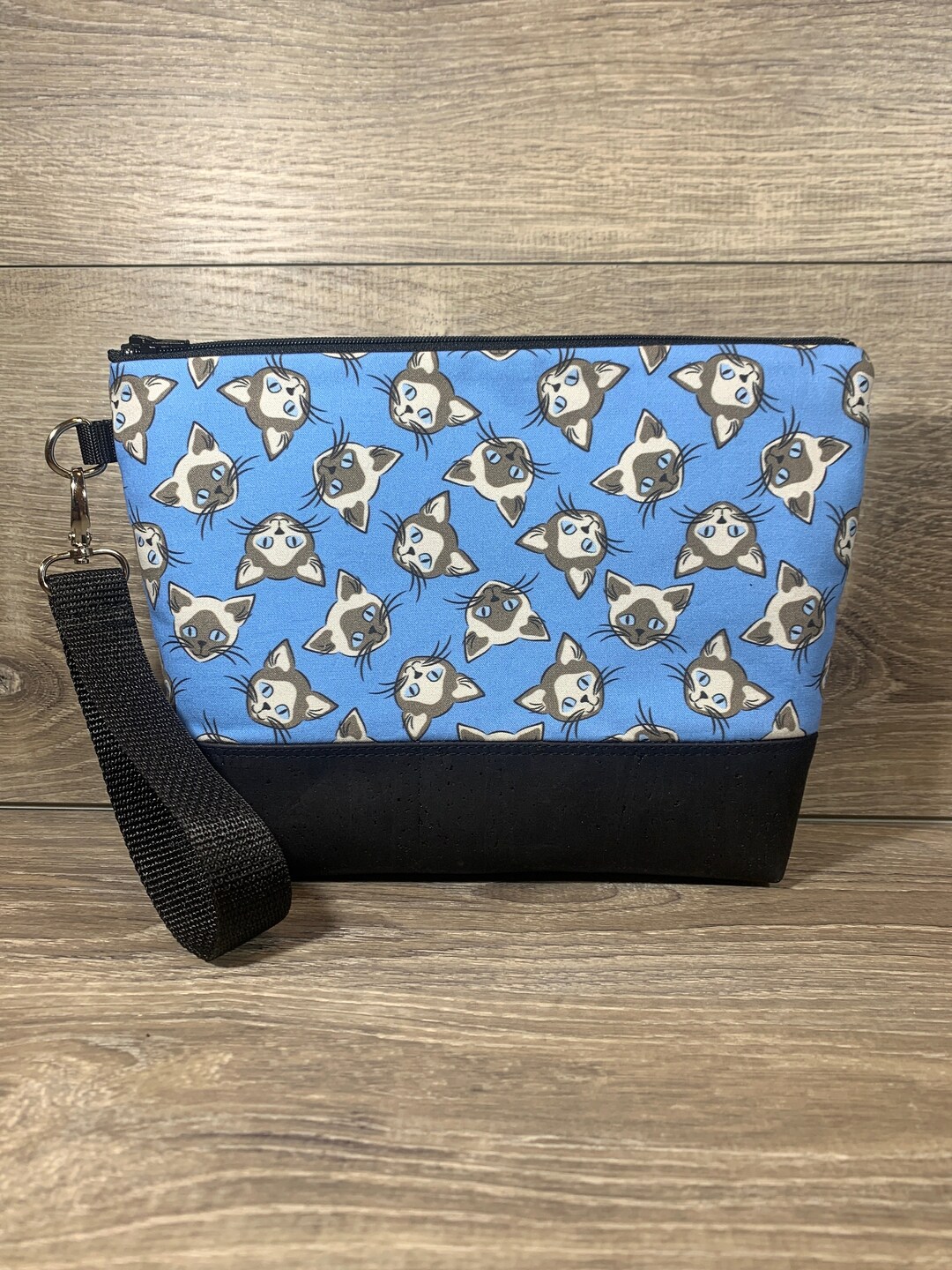 Siamese Cats on Blue! Large Zipper Pouch Makes a Great Project Bag, or ...