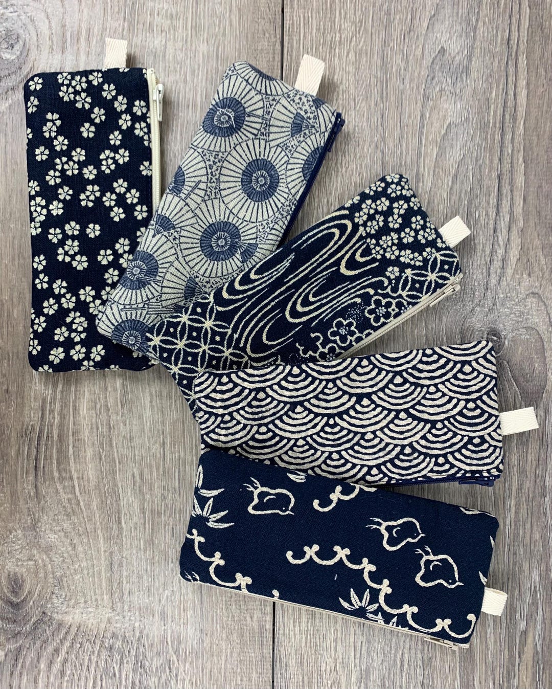 Japanese Cotton Zipper Pouch – Handmade Indigo Makeup Bag - Etsy