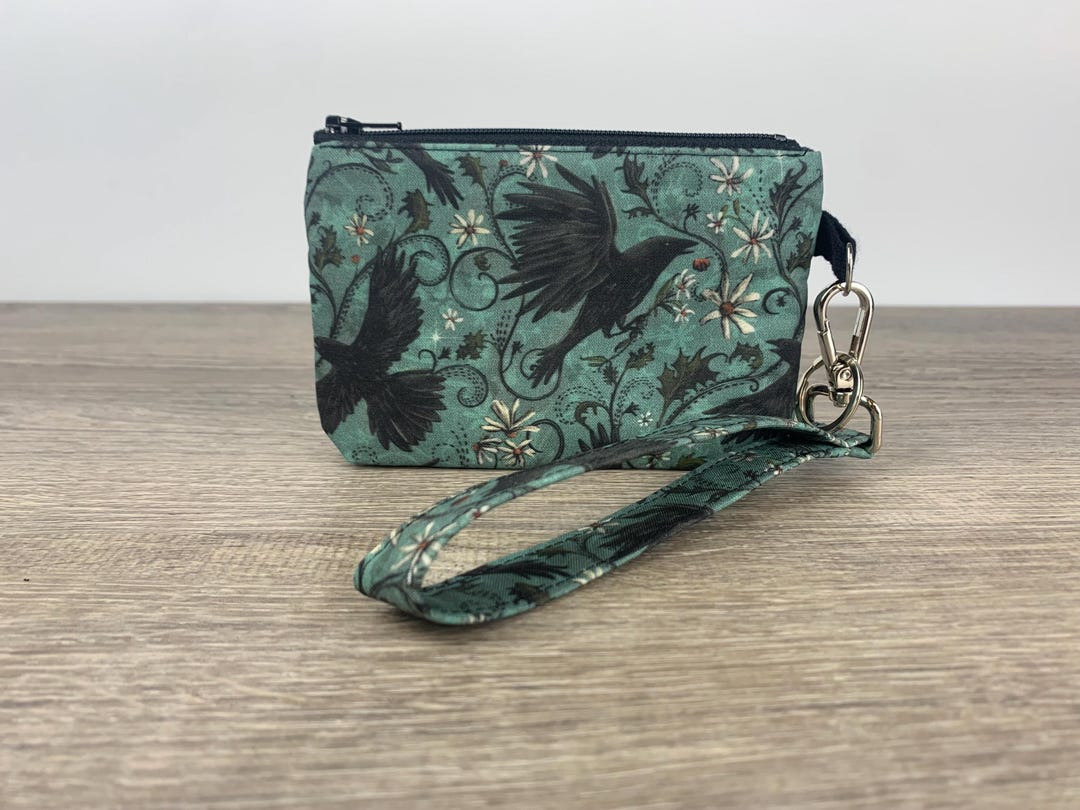 Mystical Crows Key Chain Zipper Pouch, Small Zipper Bag Wristlet, ID ...