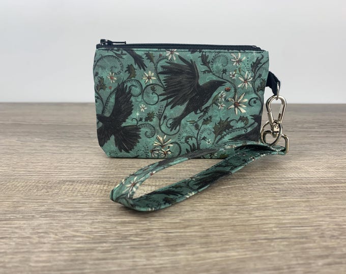 Mystical Crows Key Chain Zipper Pouch, Small Zipper Bag Wristlet, ID ...