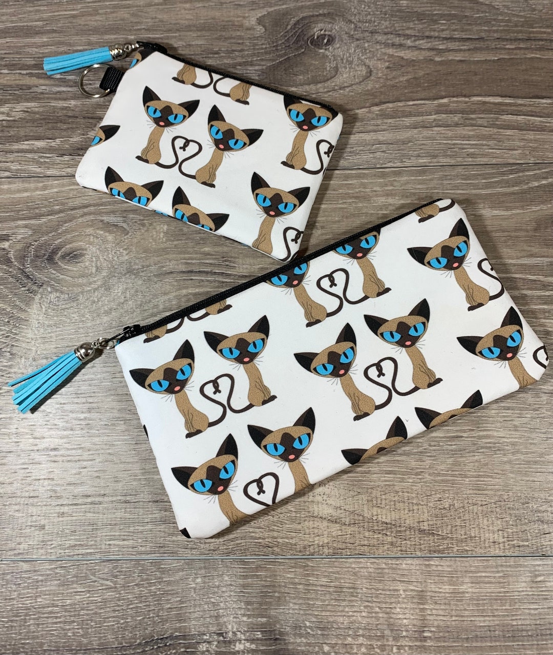Siamese Cats Zipper Pouches Coin Purse 2 Sizes Pencils and Pens Case ...