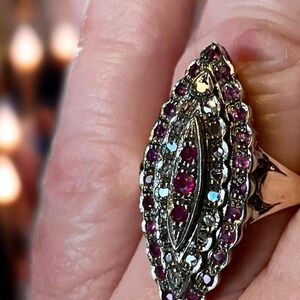 Ruby and Diamond Navette Ring - Etsy