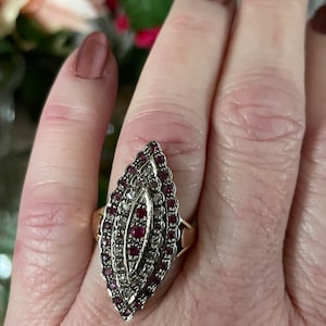 Ruby and Diamond Navette Ring - Etsy