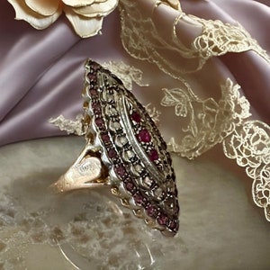 Ruby and Diamond Navette Ring - Etsy