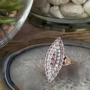 Ruby and Diamond Navette Ring - Etsy