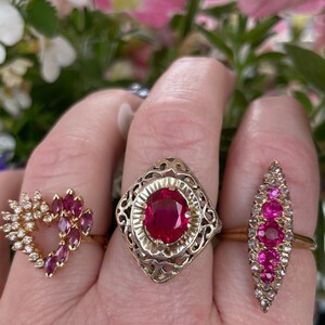 Victorian-art Deco 10k Gold Ring With Vibrant Red Stone - Etsy