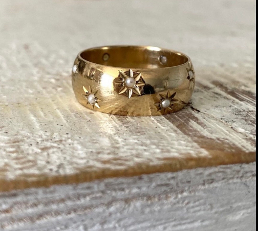 Vintage Gold Band With Inset Pearls - Etsy