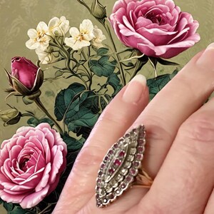 Ruby and Diamond Navette Ring - Etsy