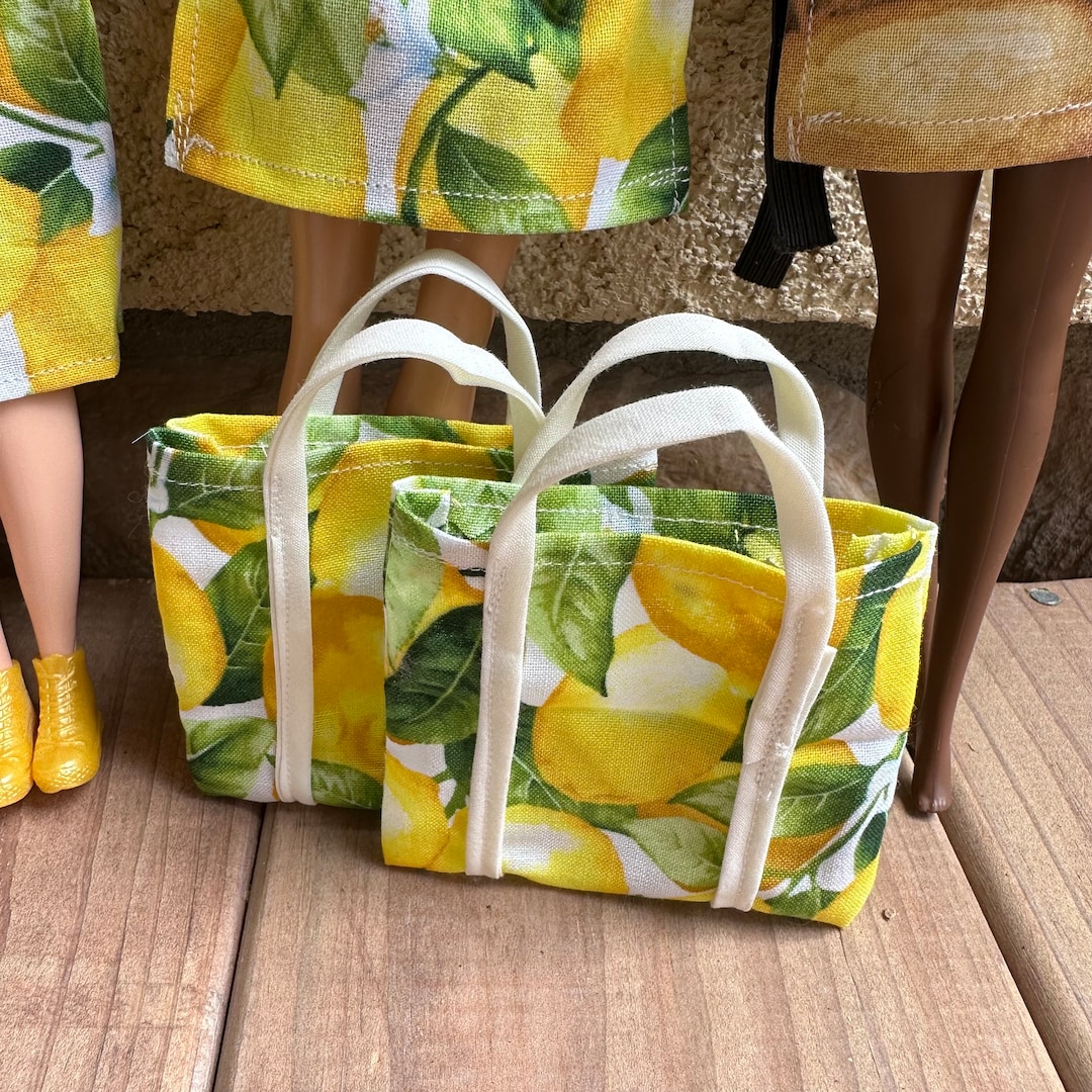 Fashion Doll Tote Bag for One Sixth Scale Dolls | Lemon Pattern Tote ...