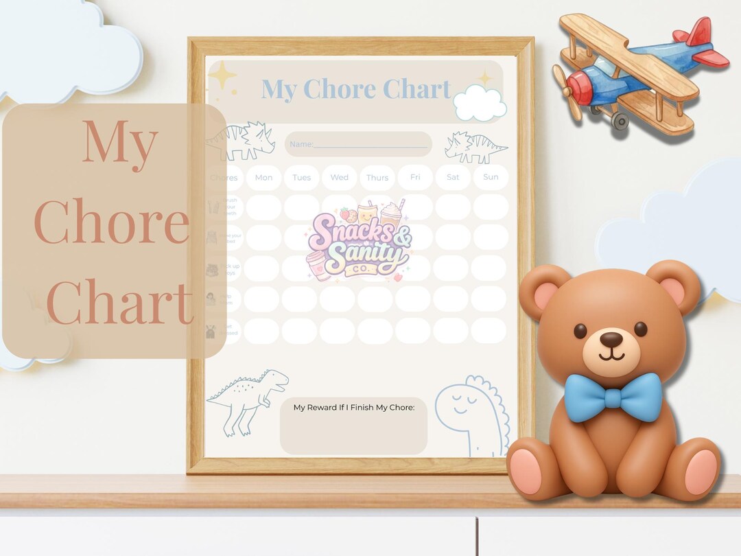 Soft Blue Toddler Chore Chart Printable, Boys Responsibility Chart - Etsy