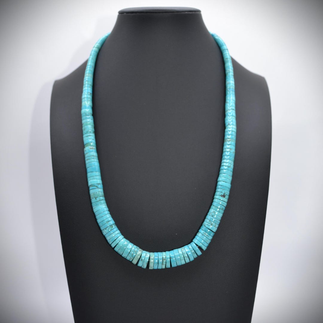 Vintage Charlene Little Graduated Turquoise Disk Necklace, Navajo ...