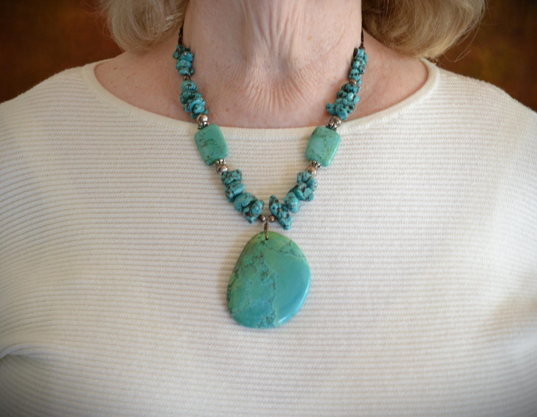 Vintage Navajo Genuine Turquoise Pendant Necklace by Charlene Little ...