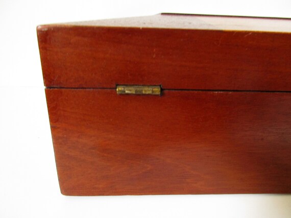 Antique Wooden Inlay Coffered Lidded Box, Two Tone Mi… - Gem