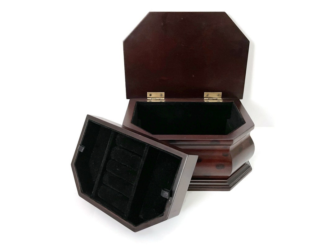 Bombay Company Jewelry Box With Removable Tray, Keepsake Trinket Burled ...