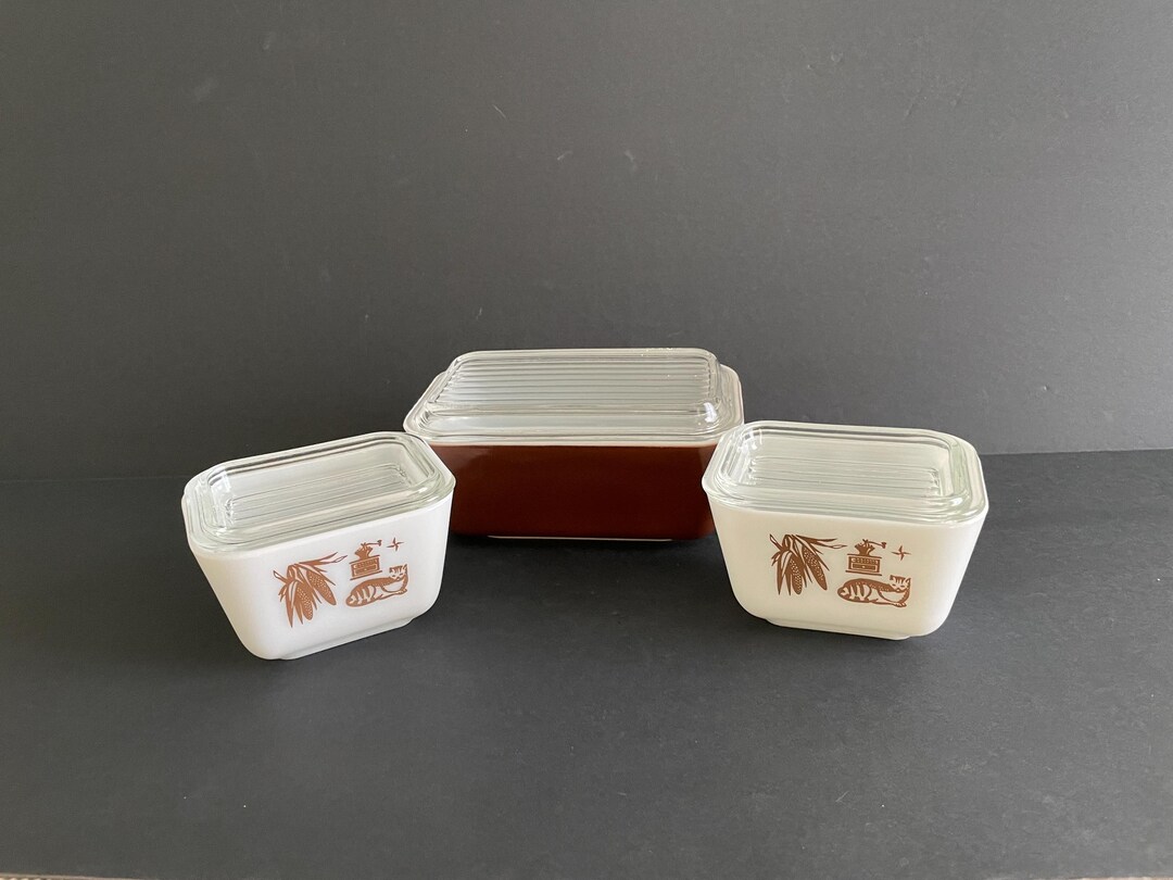 PYREX Refrigerator Dish Set, Early American Cat Corn Coffee Grinder ...